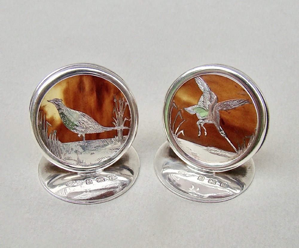 Fine Pair Of Art Deco Silver & Pique Tortoiseshell Menu Holders By The Adie Brothers, Birmingham ...